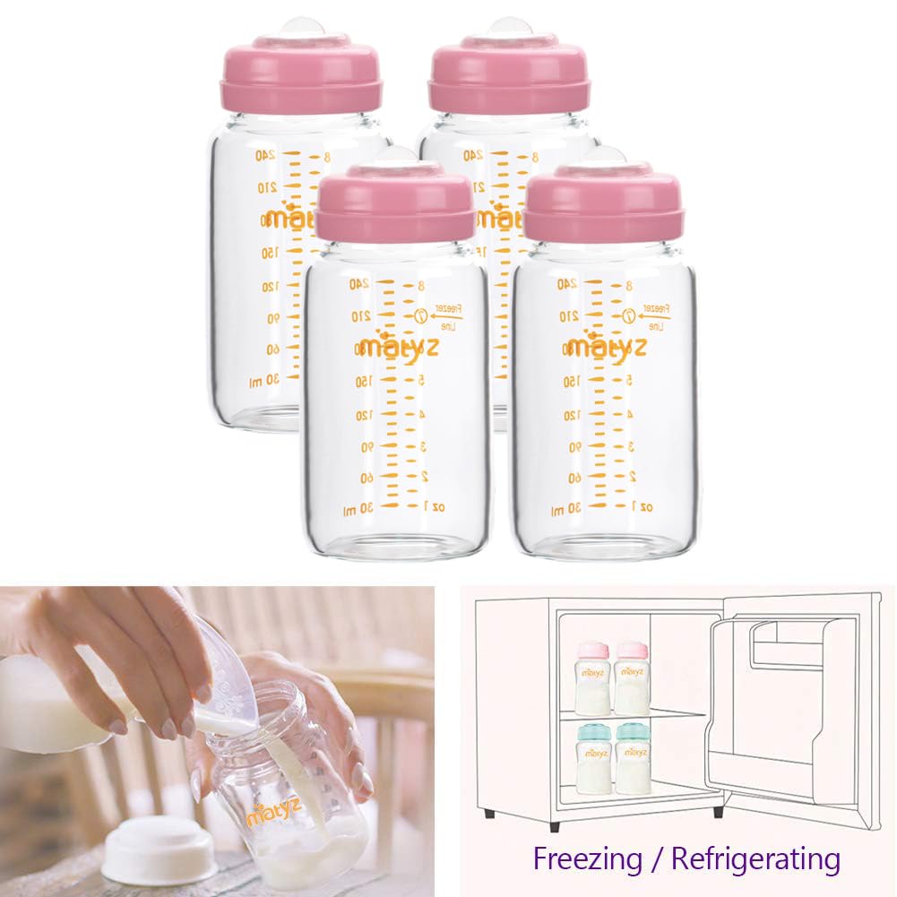 Matyz Glass Breastmilk Storage Containers, 4 Pack, 8 - Breast Milk ...