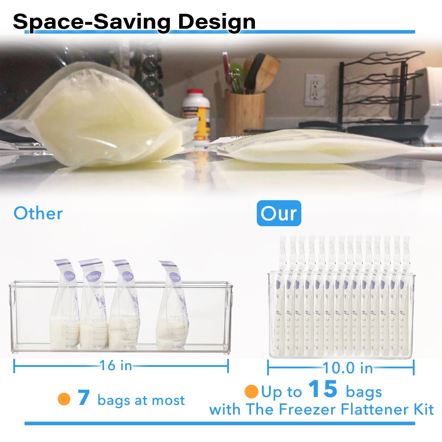 Ugotfeels Breastmilk Storage Container with Freezer Flattener Kit ...