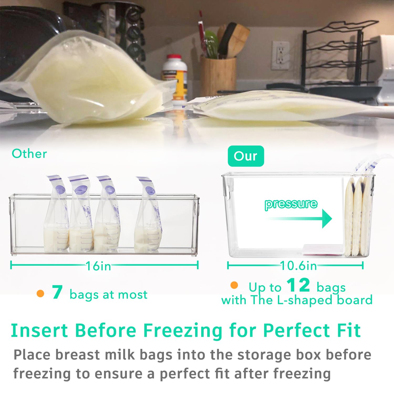 Ugotfeels Breastmilk Storage Container with L Shaped Separator - Breast ...