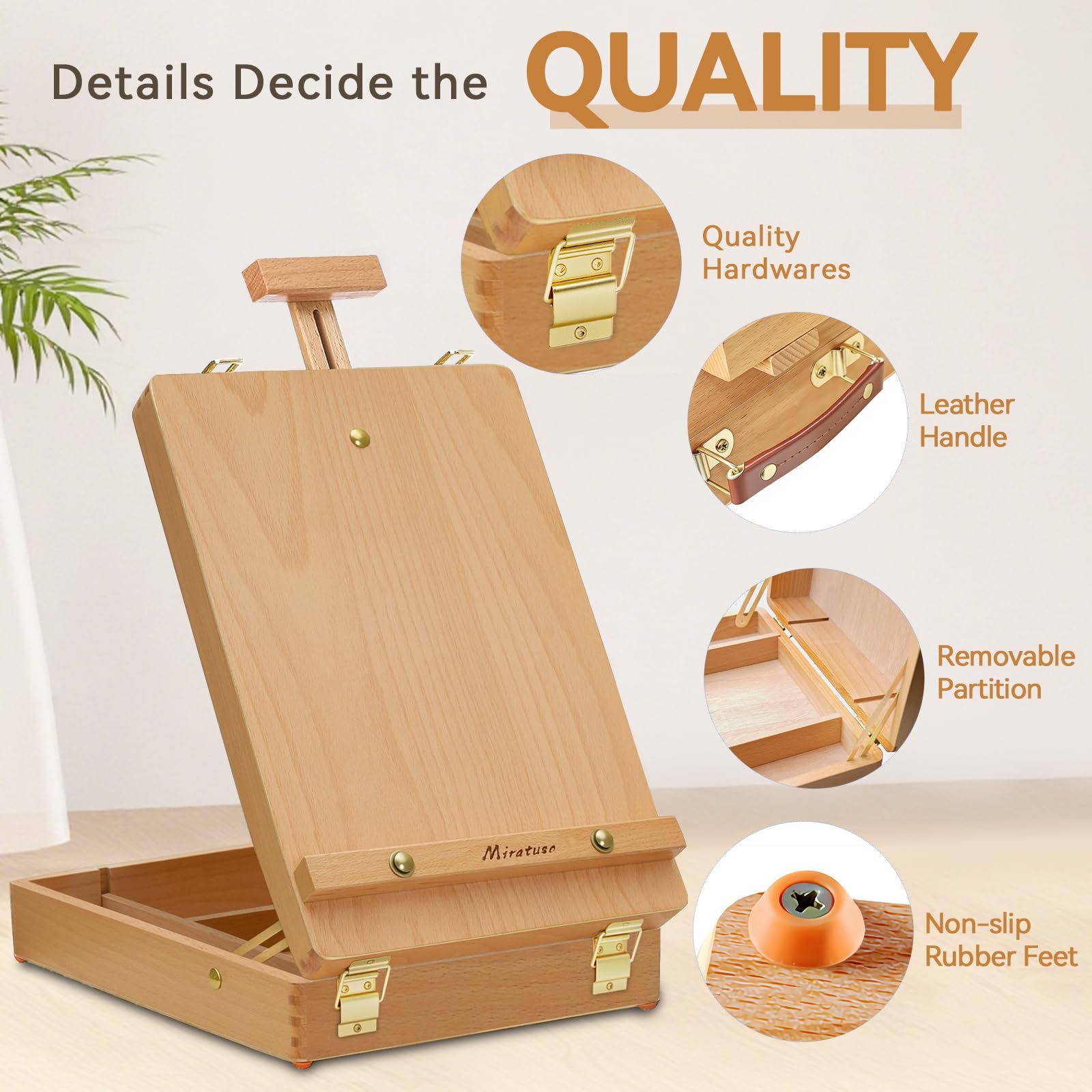 Tabletop Art Easel for Painting, Premium Wooden Sketchbox, - Miratuso ...